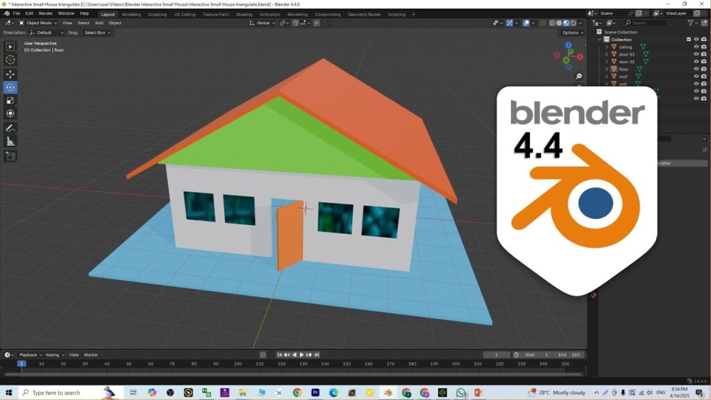 Blender Interactive Small House - Blend & FBX 3D Modeling Time Lapse # ...