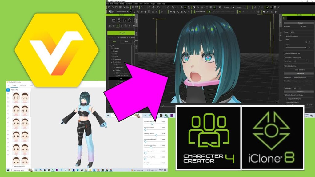 Vroid Studio to iClone 8 & Character Creator CC4 with facial lip sync ...